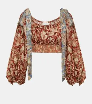 Zimmermann Chintz Floral Silk Crop Top