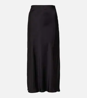 Brunello Cucinelli Satin Midi Skirt - Black
