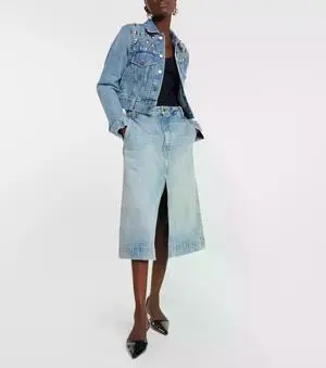 Khaite Charlene Denim Midi Skirt