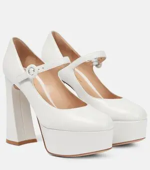 GIANVITO ROSSI Mary Jane Leather Platform Pumps - White