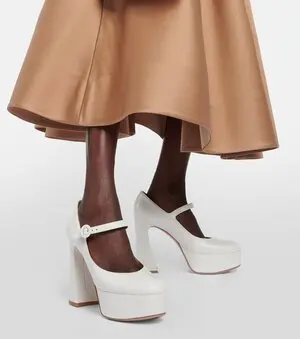 GIANVITO ROSSI Mary Jane Leather Platform Pumps - White