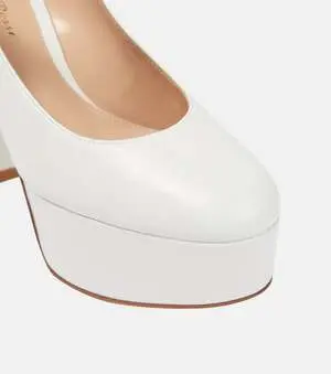 GIANVITO ROSSI Mary Jane Leather Platform Pumps - White