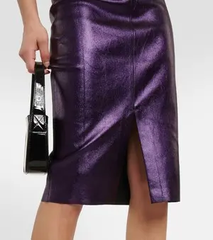 Stouls Carmen Metallic Leather Midi Skirt