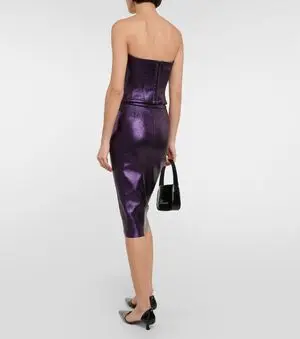Stouls Carmen Metallic Leather Midi Skirt