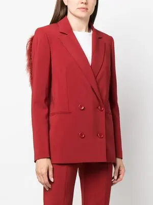Patrizia Pepe Feather-detail Double-breasted Blazer