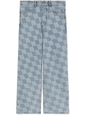 ADER ERROR Checkerboard Straight-leg Jeans - Blue
