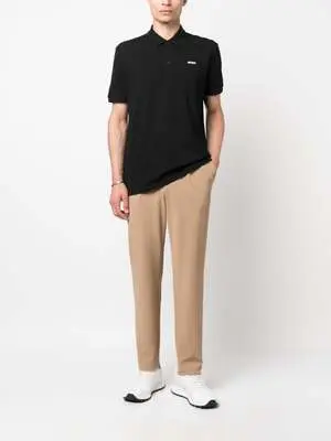 Hugo Cotton-piqué Polo Shirt With Logo Print - Black