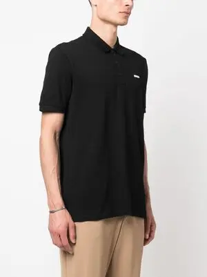 Hugo Cotton-piqué Polo Shirt With Logo Print - Black