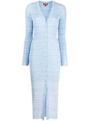 Staud Shoko Striped Ribbed-knit Dress