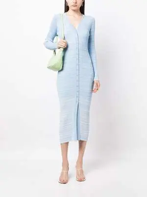 Staud Shoko Striped Ribbed-knit Dress