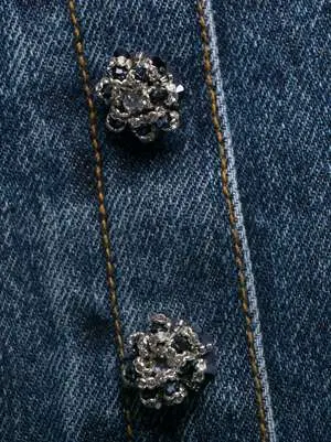 SELF-PORTRAIT Lace-trimmed Denim Mini Dress
