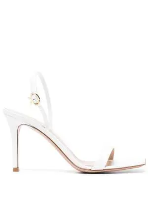 GIANVITO ROSSI Ribbon 85mm Stiletto Leather Sandals - White