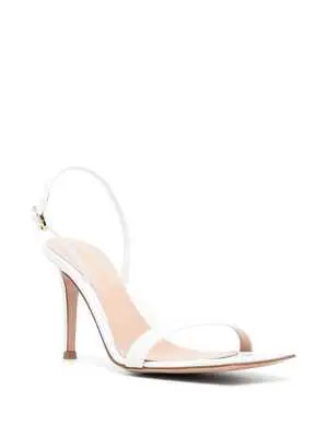 GIANVITO ROSSI Ribbon 85mm Stiletto Leather Sandals - White