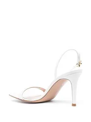 GIANVITO ROSSI Ribbon 85mm Stiletto Leather Sandals - White