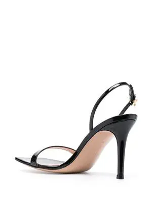 GIANVITO ROSSI 85mm Ribbon Stiletto Leather Sandals - Black