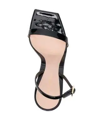 GIANVITO ROSSI 85mm Ribbon Stiletto Leather Sandals - Black
