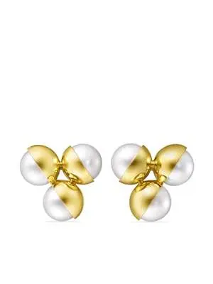TASAKI 18kt Yellow M/g Arlequin Slashed Freshwater Pearl Earrings - Gold