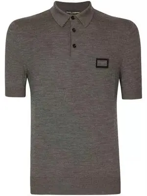 Dolce & Gabbana Logo-tag Wool Polo Shirt - Grey