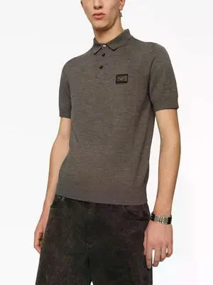 Dolce & Gabbana Logo-tag Wool Polo Shirt - Grey