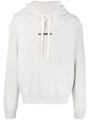 JIL SANDER Logo-print Hoodie - Grey