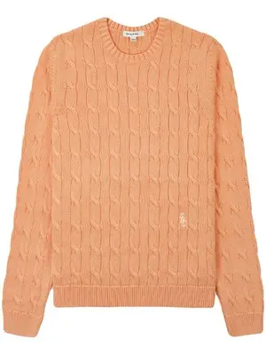 SPORTY & RICH Logo-embroidered Cable-knit Jumper