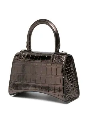 Balenciaga Hourglass Xs Crocodile-embossed Tote Bag - Brown