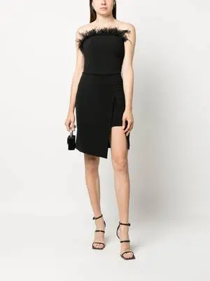Patrizia Pepe Feather-detailing Top - Black