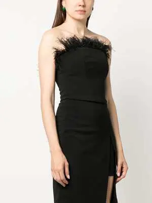 Patrizia Pepe Feather-detailing Top - Black