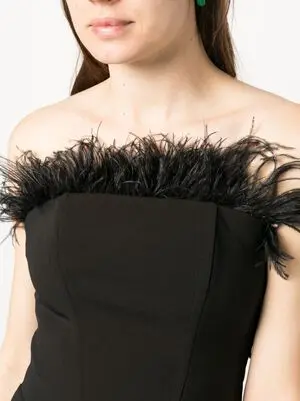 Patrizia Pepe Feather-detailing Top - Black