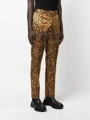 Moschino Animal-print Slim-cut Trousers