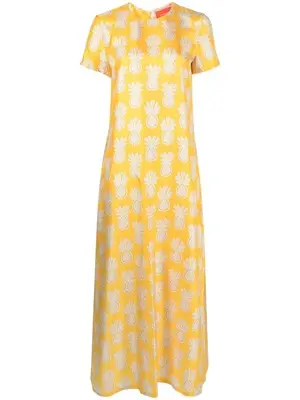 La DoubleJ Swing Graphic-print Silk Dress - Yellow