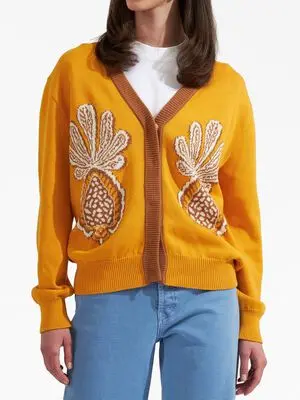 La DoubleJ Pineapple-print Cardigan - Orange