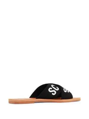 Schutz Logo-print Flat Leather Slides