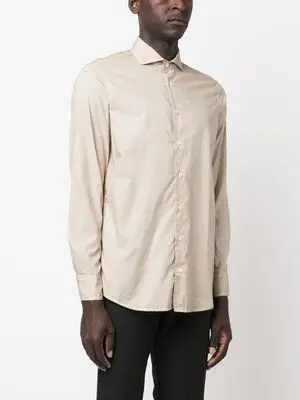 LARDINI Long-sleeve Buttoned Cotton Shirt - Neutrals