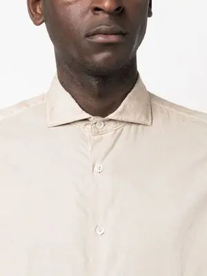 LARDINI Long-sleeve Buttoned Cotton Shirt - Neutrals