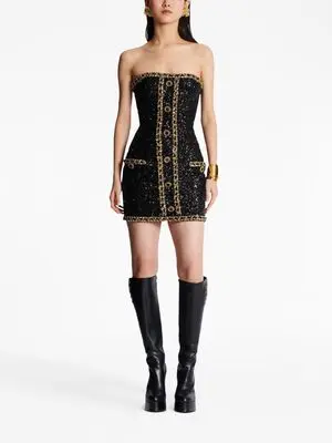 Balmain Sequin-embellishment Bustier Minidress