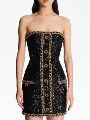 Balmain Sequin-embellishment Bustier Minidress