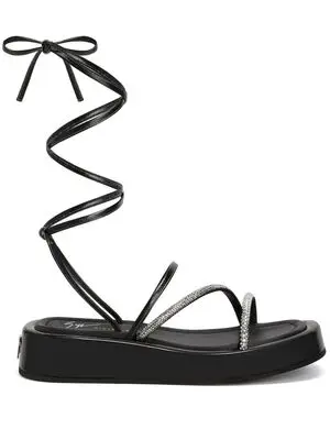 GIUSEPPE ZANOTTI Melbourne Lace Up Flatform Sandals - Black
