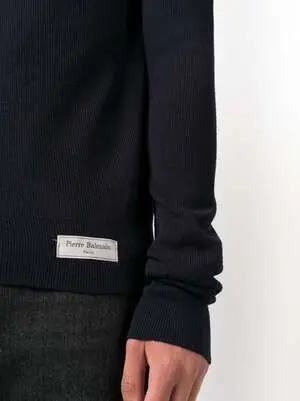 Balmain Logo-patch Merino Wool Jumper - Blue