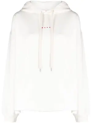Marni Logo-print Cotton Hoodie - White