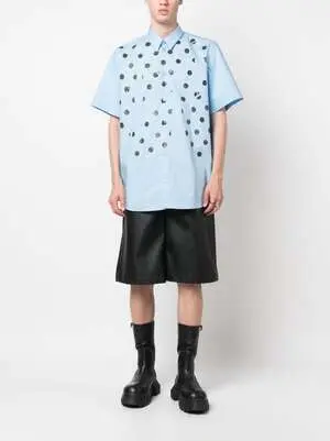 Raf Simons Polka Dot Print Cotton Shirt - Blue
