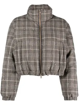 Brunello Cucinelli Checked Padded Hooded Jacket