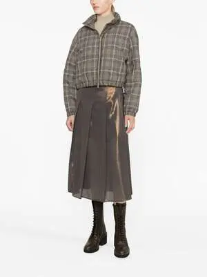Brunello Cucinelli Checked Padded Hooded Jacket