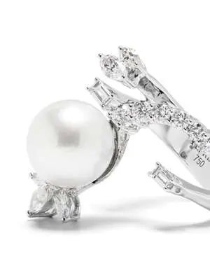 Yeprem 18kt White Gold Diamond And Pearl Ring