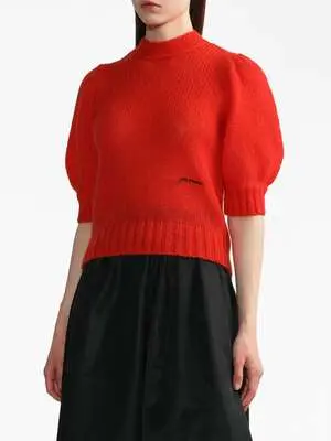 GANNI Logo-ebroide Puff-sleeve Juper