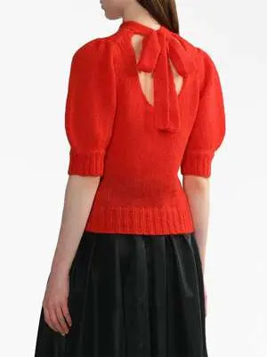 GANNI Logo-ebroide Puff-sleeve Juper