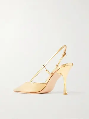 GIANVITO ROSSI Ascent 85 Mirrored-leather Slingback Pumps - Gold
