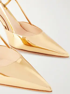 GIANVITO ROSSI Ascent 85 Mirrored-leather Slingback Pumps - Gold
