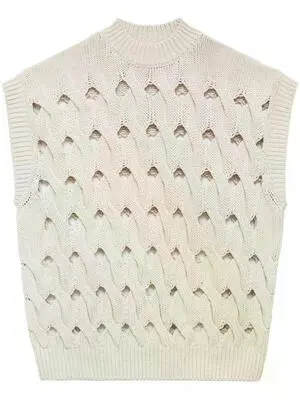 ANINE BING Dray Open-knit Vest - Neutrals