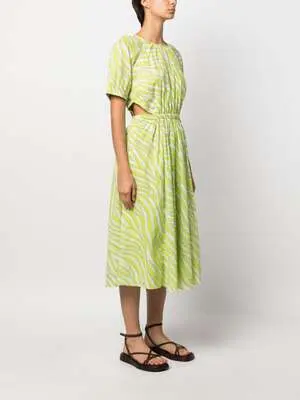 Michael Kors Zebra Print Cotton Midi Dress